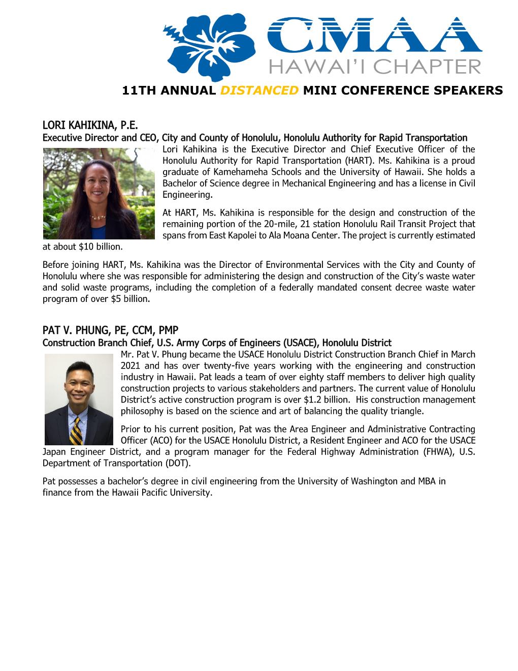 2022 Mini Conference Speakers – CMAA Hawai'i Chapter